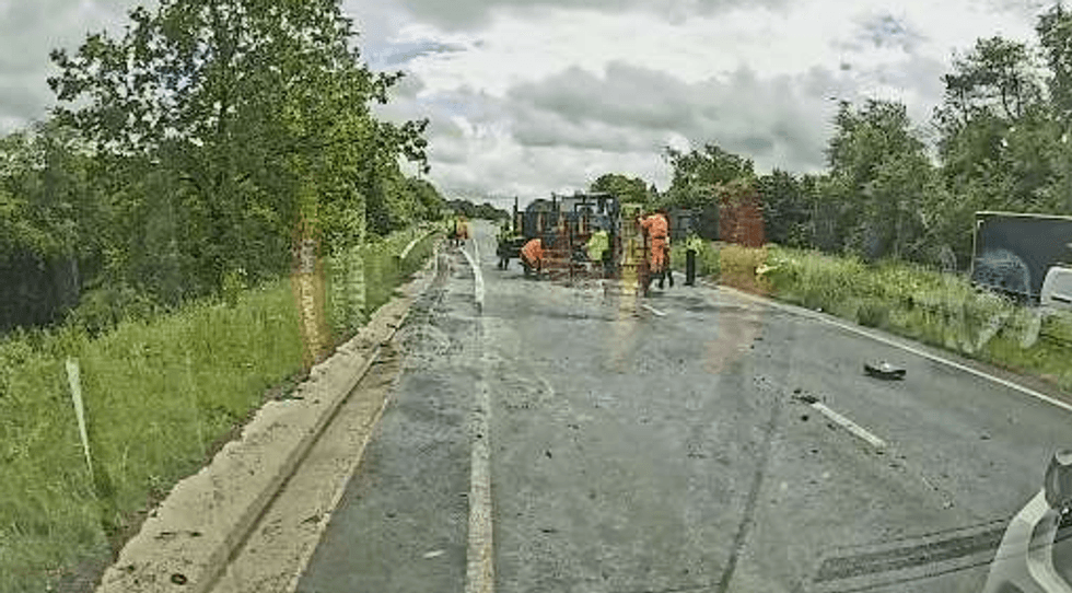 Drivers face hours-long delays after huge crash caused large bitumen ...