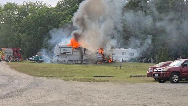 Investigators believe Coventry fire involving camping trailer was ...