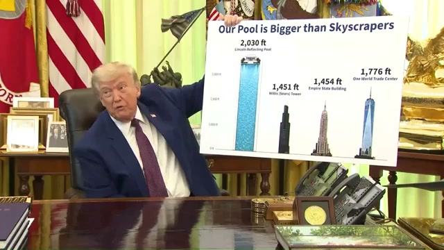 Trump shows off odd chart comparing reflecting pool to building sizes