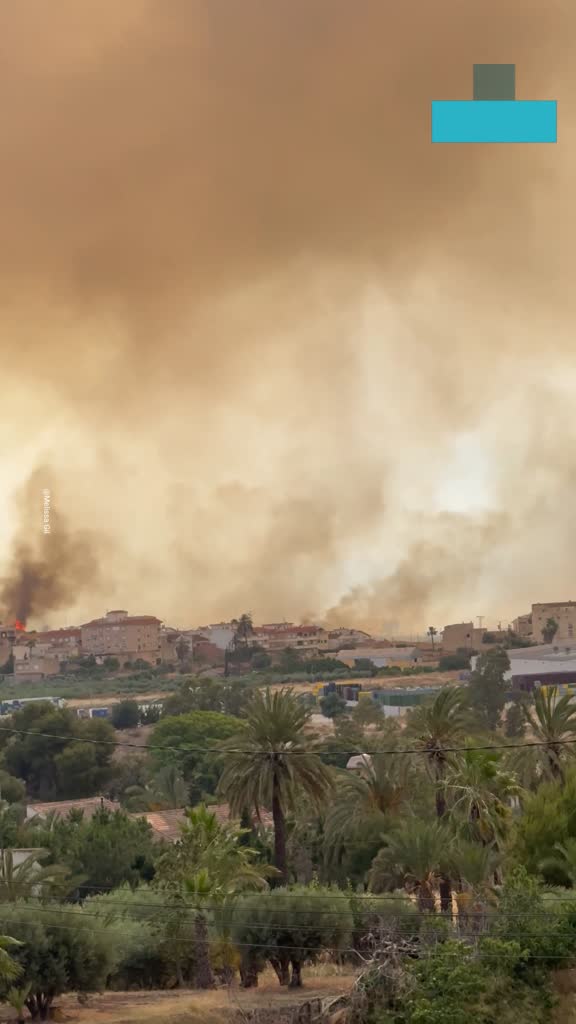 Emergency crews battle wildfire on Spanish hillside