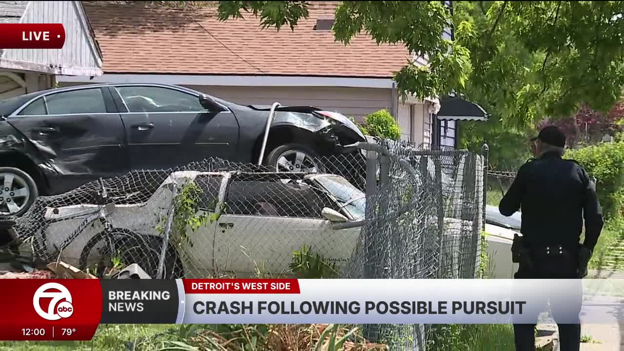 Driver hospitalized after crash on Detroit's west side