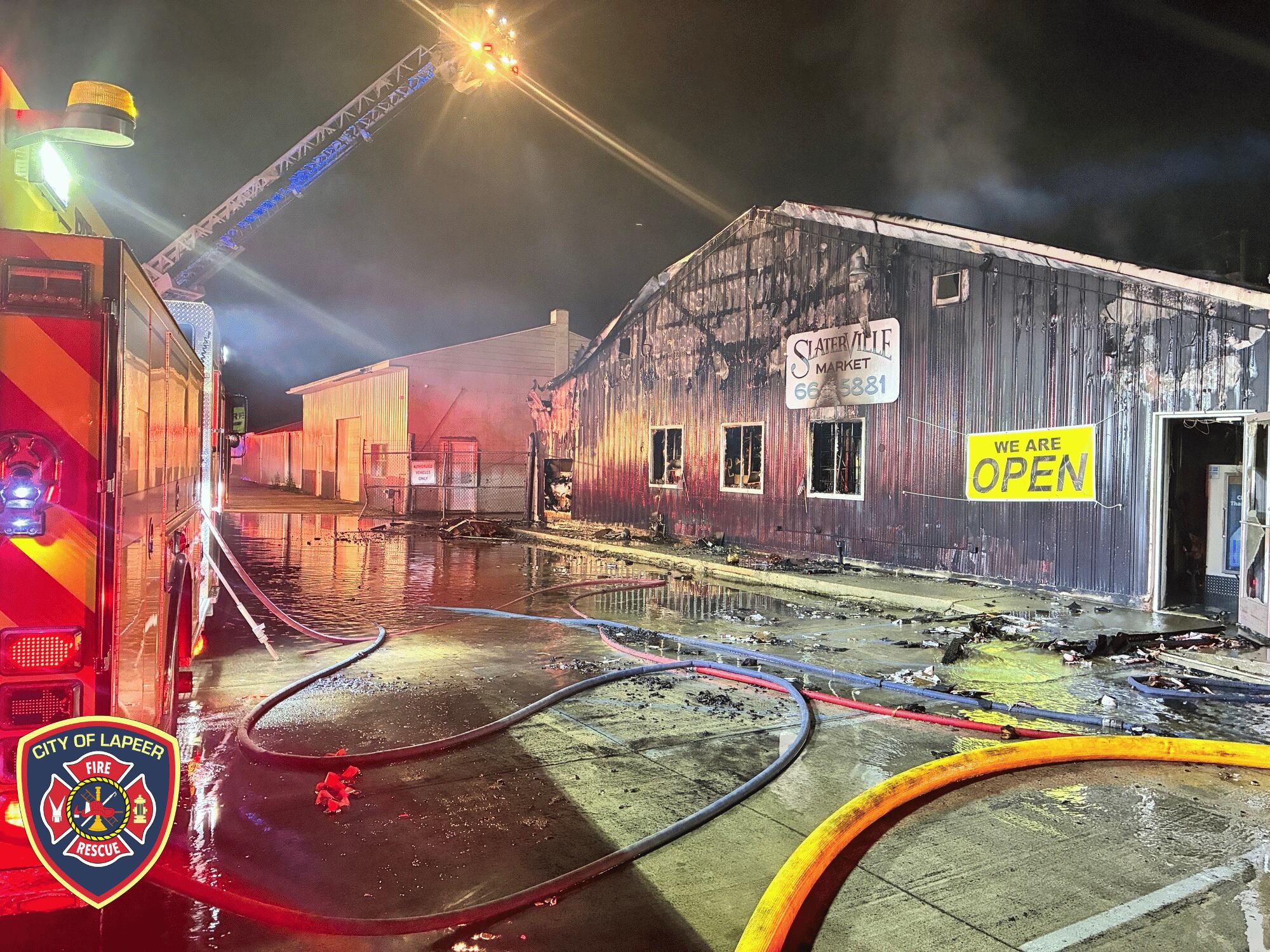 Roof collapses after fire at Lapeer Twp. business