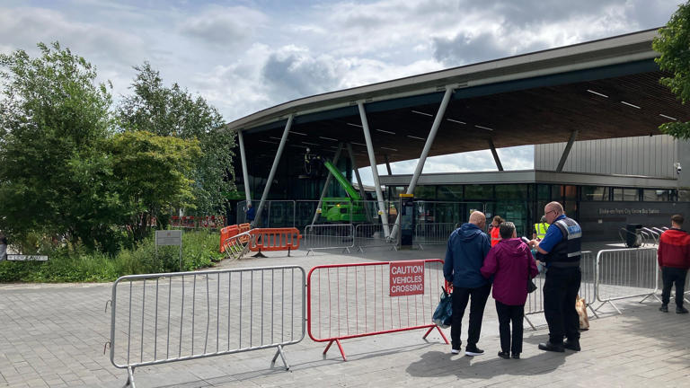 Bus station shut as light fitting falls from roof