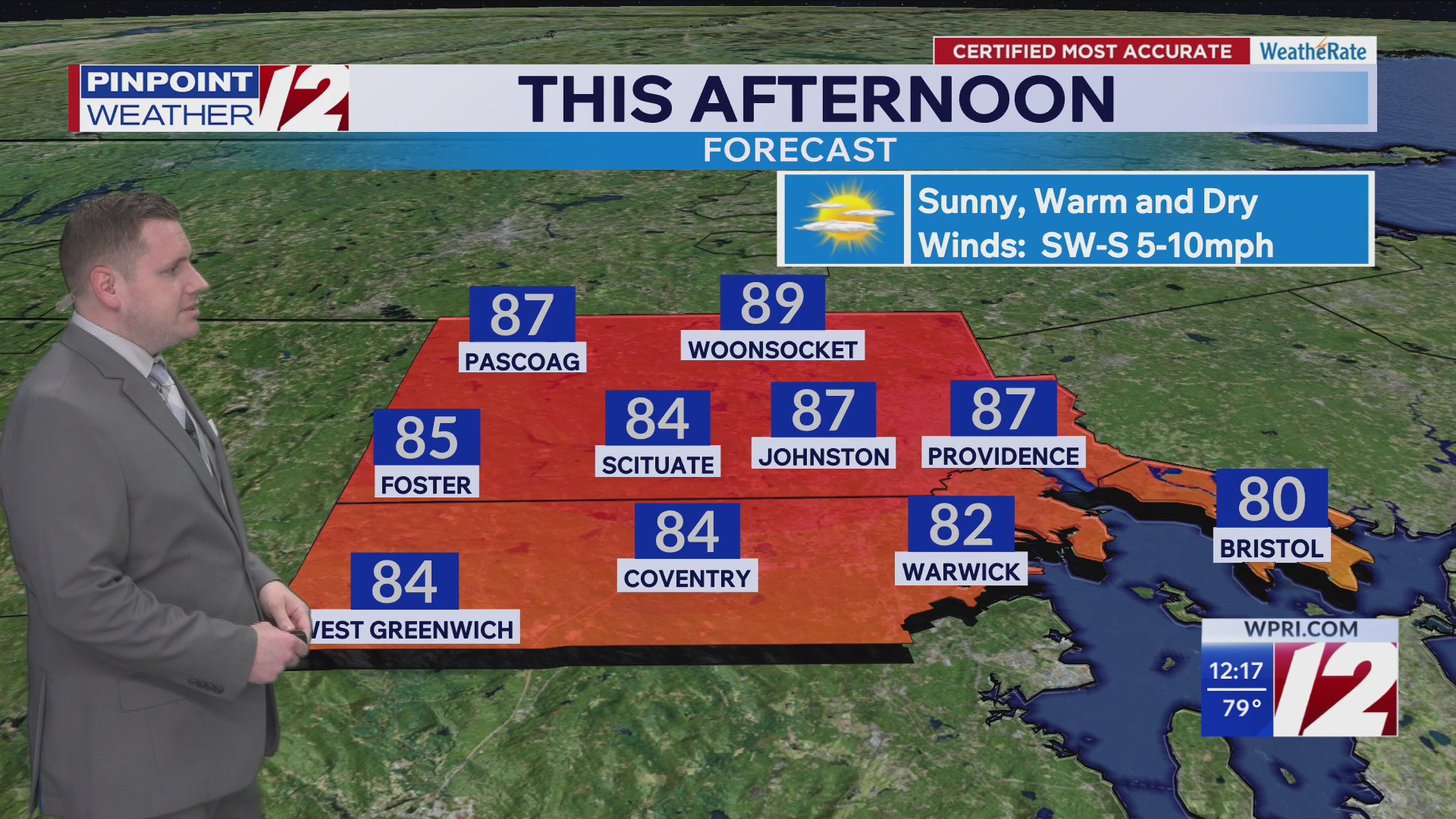 WPRI 12 weather forecast 6/4/26: Sunny, warm today; warmer Friday and ...
