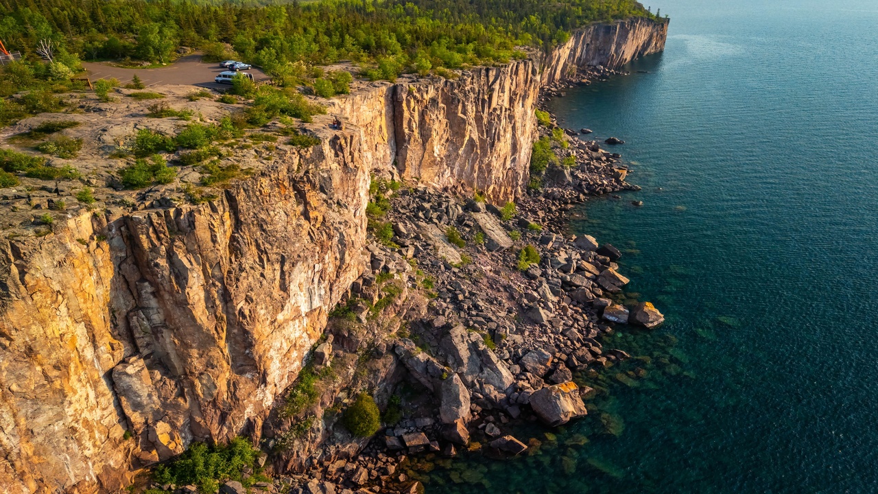 You can drive to the top of a billion-year-old cliff above Lake ...