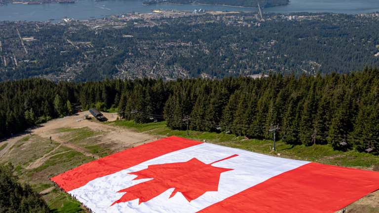 Largest Canadian flag ever made unveiled at Vancouver ski resort