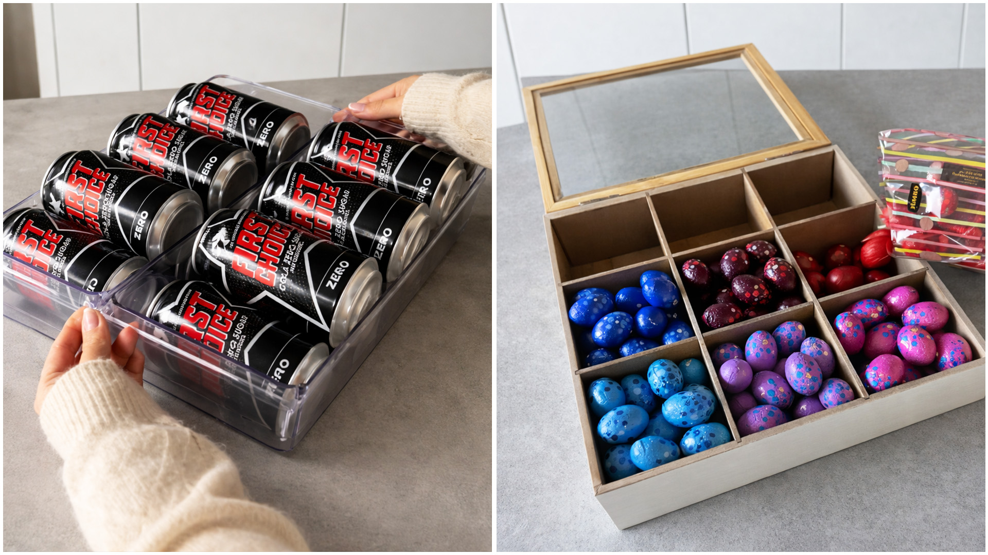 Colorful Easter egg and drink restock transformation