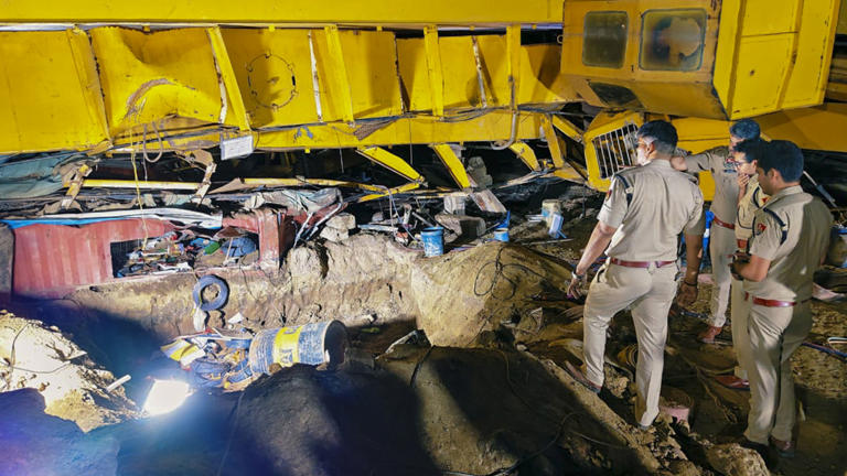 Two workers killed as heavy crane crumbles at Faridabad construction ...