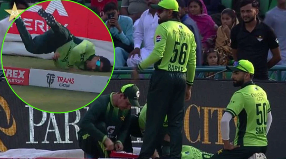 Watch: Maaz Sadaqat hits head near boundary in scary moment during 3rd ...