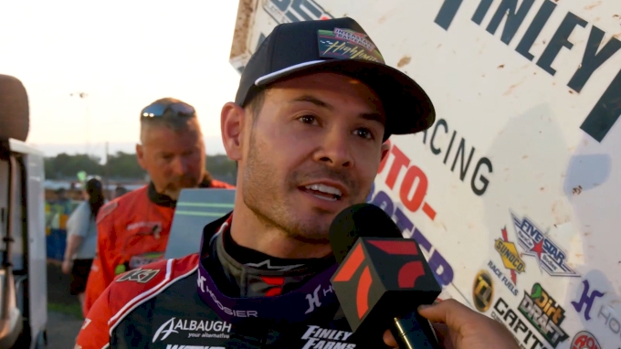 Kyle Larson reacts after dominating Wednesday at Red Cedar with High Limit