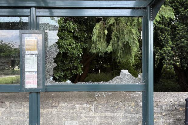 Incident leaves glass panes shattered at Oxfordshire village bus stop