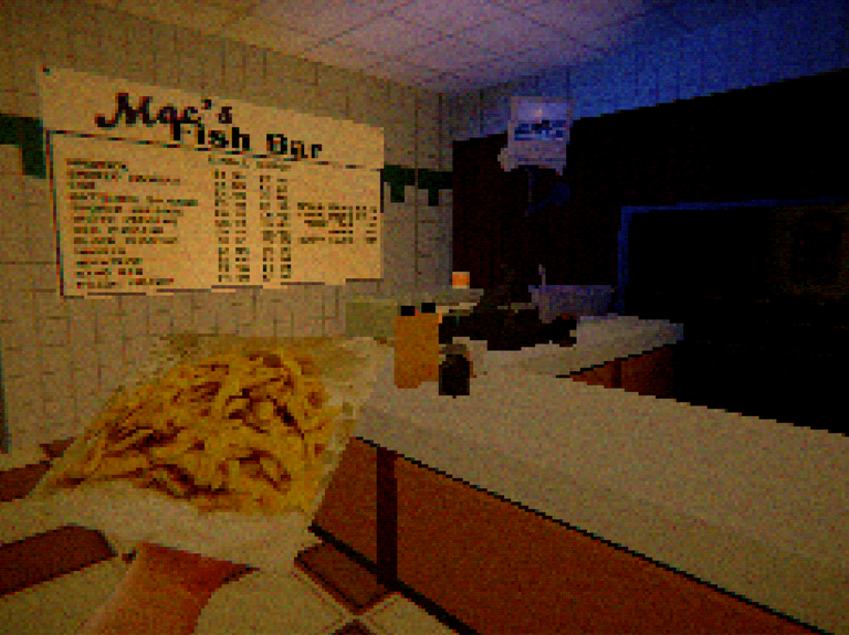 This PS1-style horror game is set entirely inside a Scottish takeaway