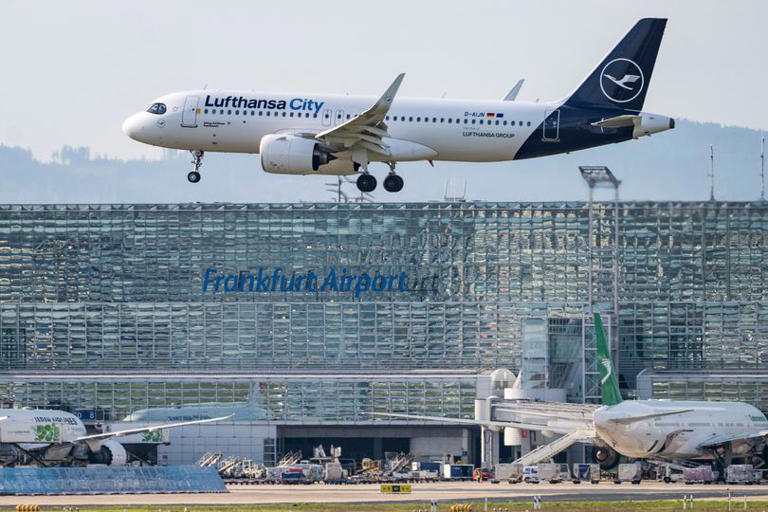Lufthansa plane crashes down onto its nose at Frankfurt Airport leaving ...
