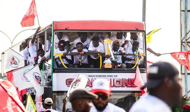 Rangers hold colourful parade in Enugu after record ninth NPFL title ...