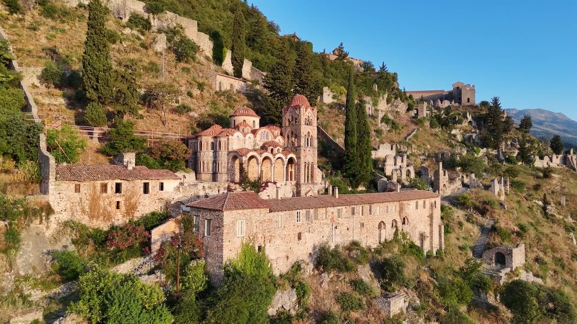 Drone journey through the ruins of Greece’s lost city of Mystras