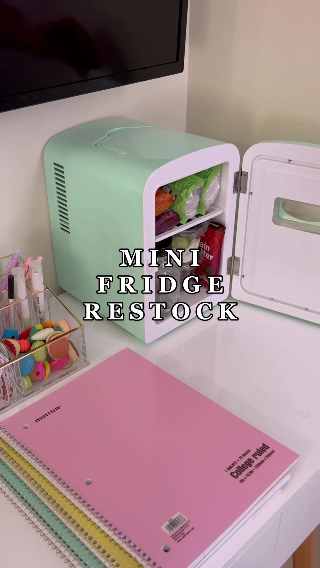 Mini fridge restock ASMR: Organizing my daughter’s space