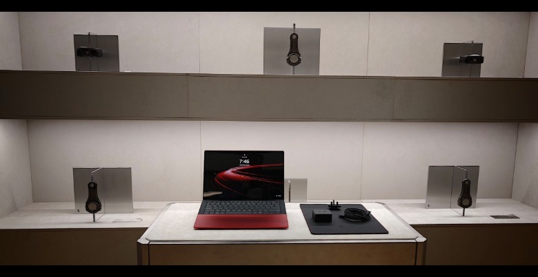 Ferrari and HP made a vivid red laptop with a transparent 'engine bay'