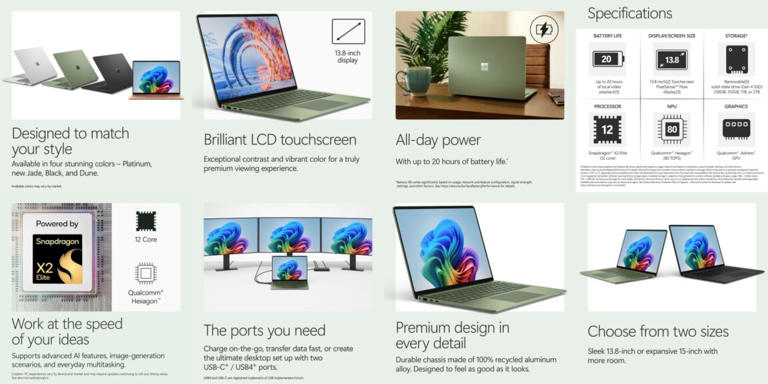 Leak shows the Surface Laptop 8 runs on the Snapdragon X2 Elite