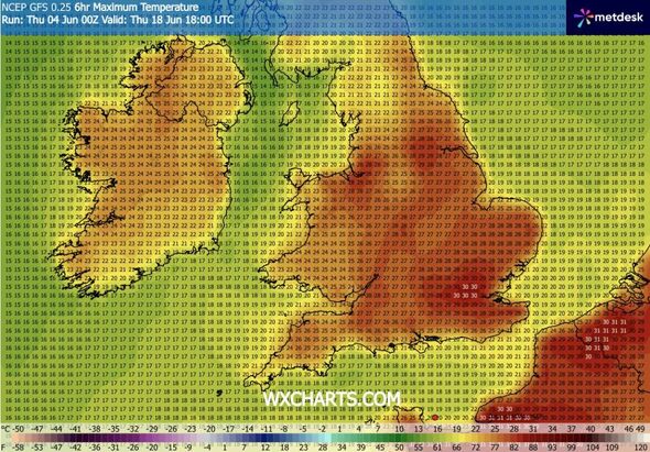UK weather maps show 3 day heatwave in June with 32C scorcher - 13 ...