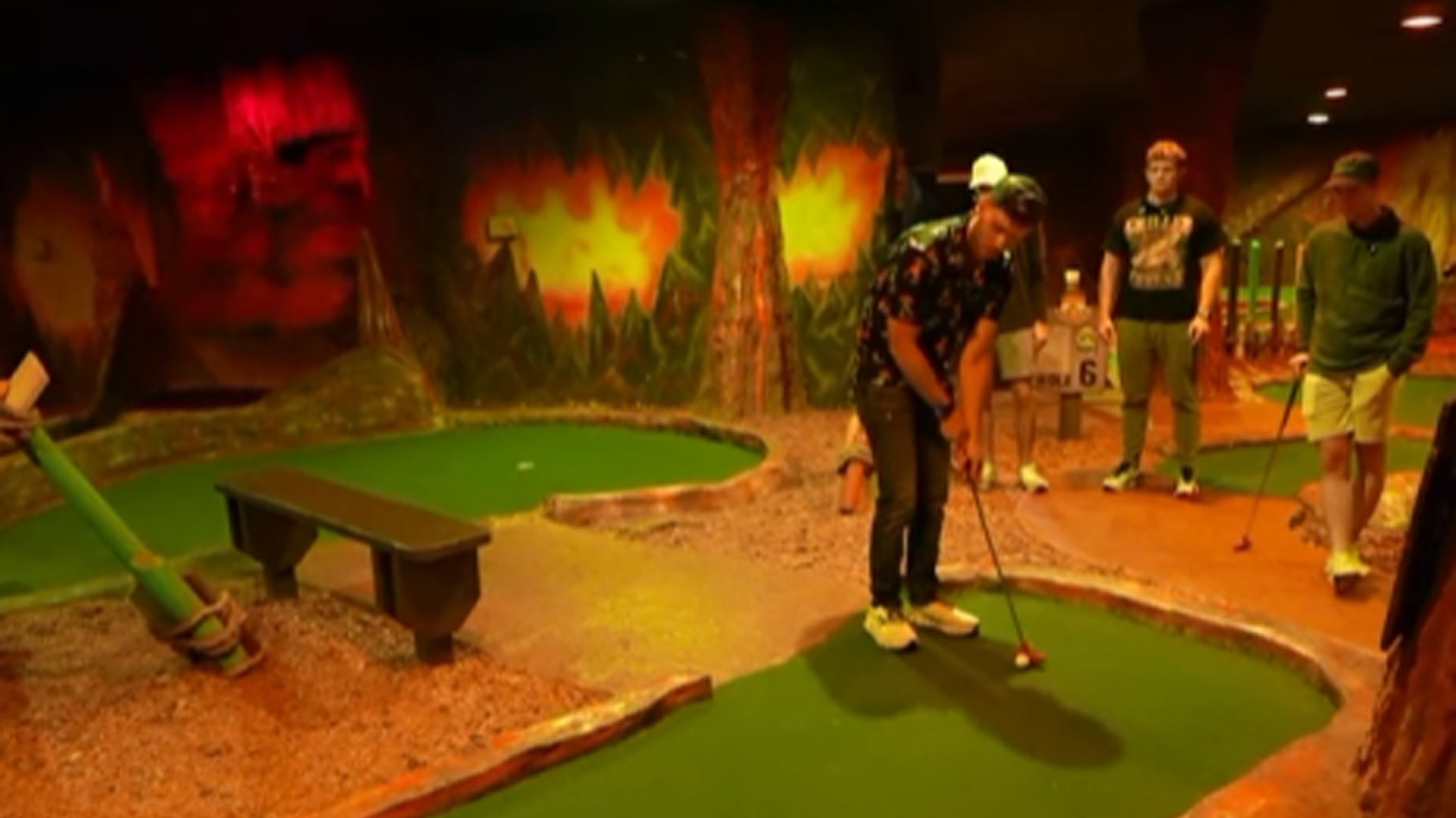 Mini golf challenge at hole 4