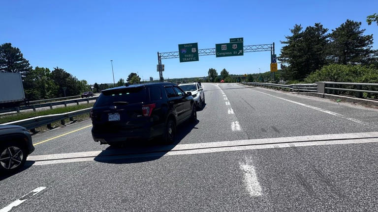 Wrong-way driving incident caught on camera from I-295 in Portland