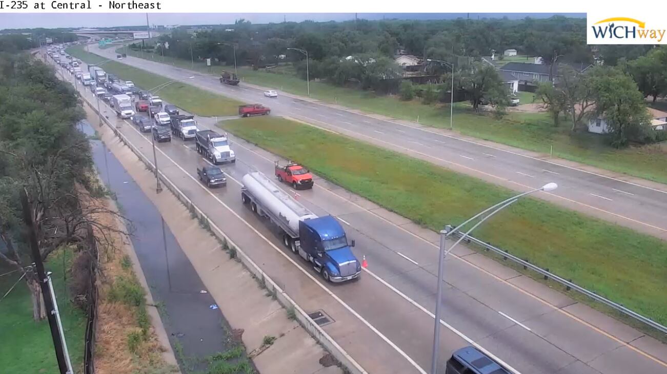 Downed power lines in road halt traffic on I-235 near Central, cause ...