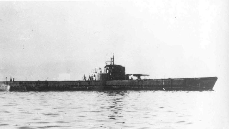 USS Herring sits upright on her keel at 300 feet, conning tower battle ...