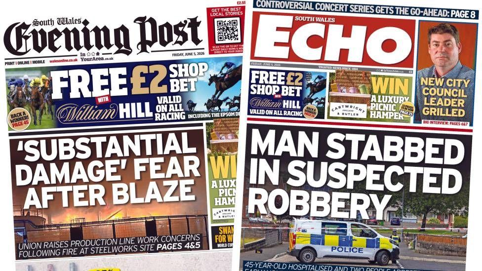 Damage fear after blaze and man stabbed in suspected robbery