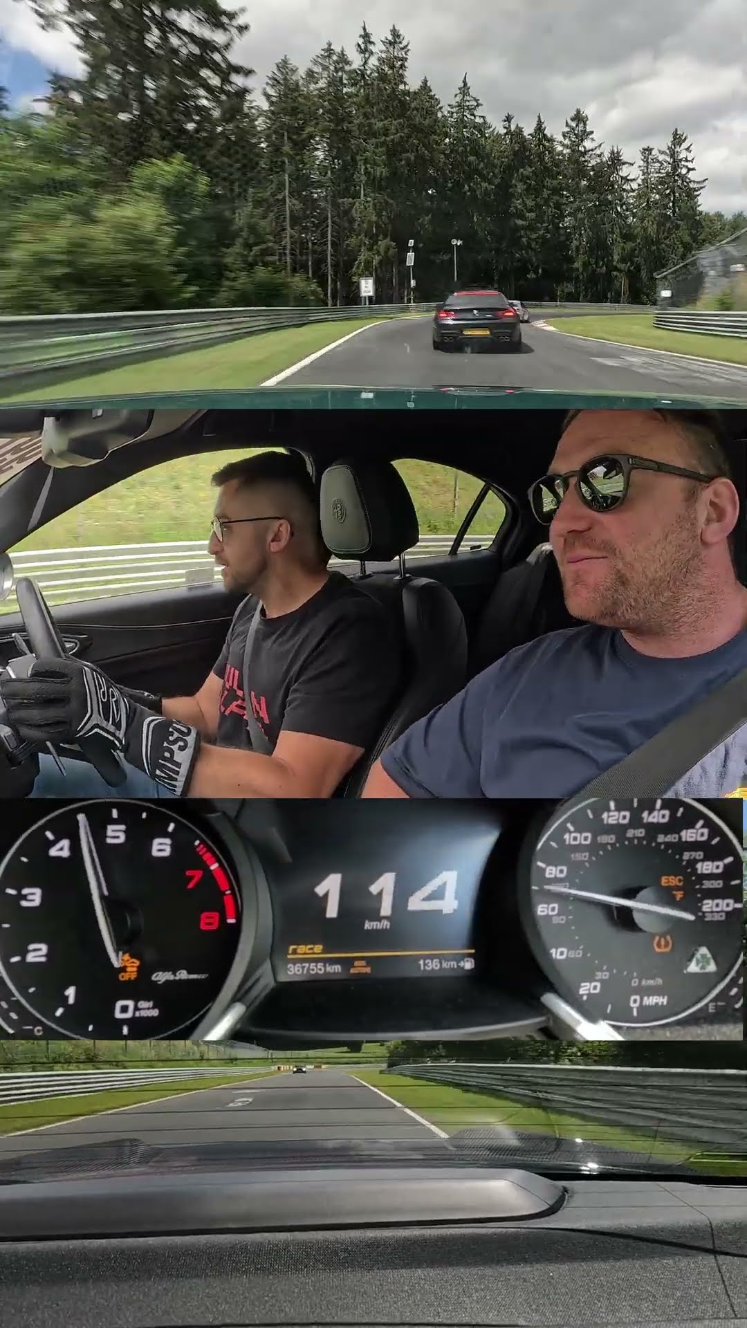 Intense hot lap in an Alfa Romeo Giulia at Nürburgring