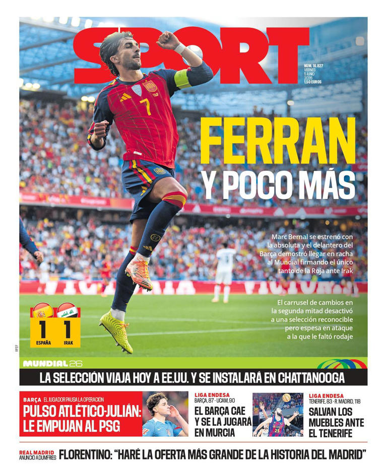 La portada de SPORT de hoy viernes, 5 de junio de 2026