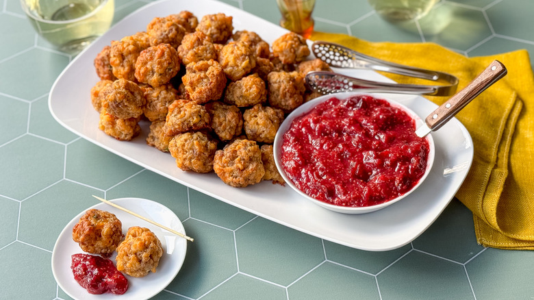 Classic sausage balls with cranberry mustard recipe