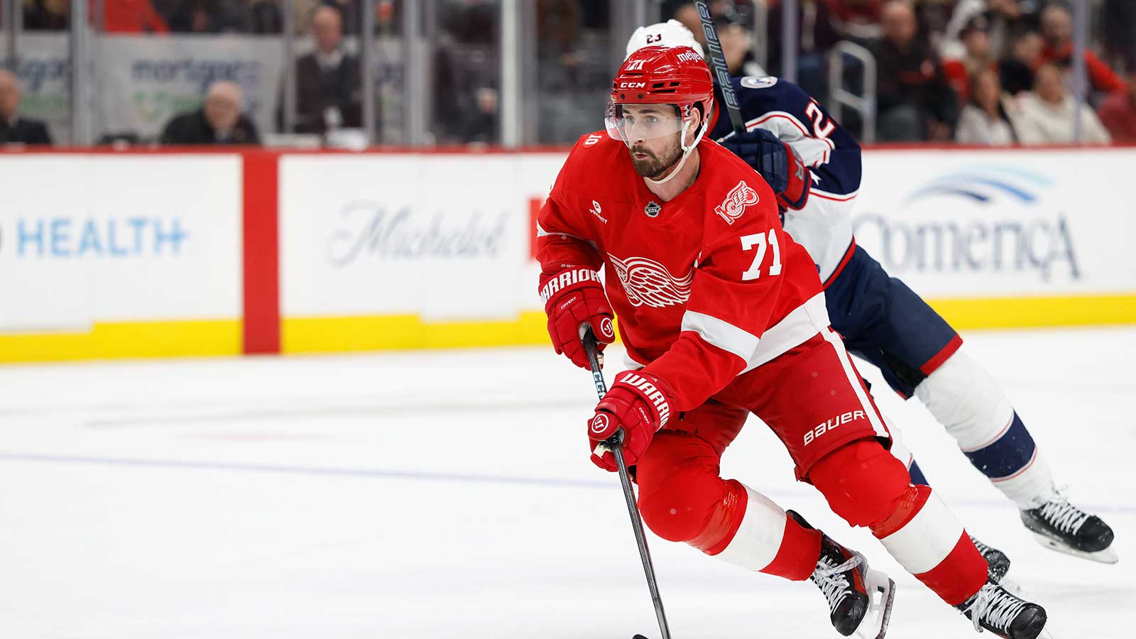 Steve Yzerman getting crushed by Red Wings fans after Dylan Larkin ...