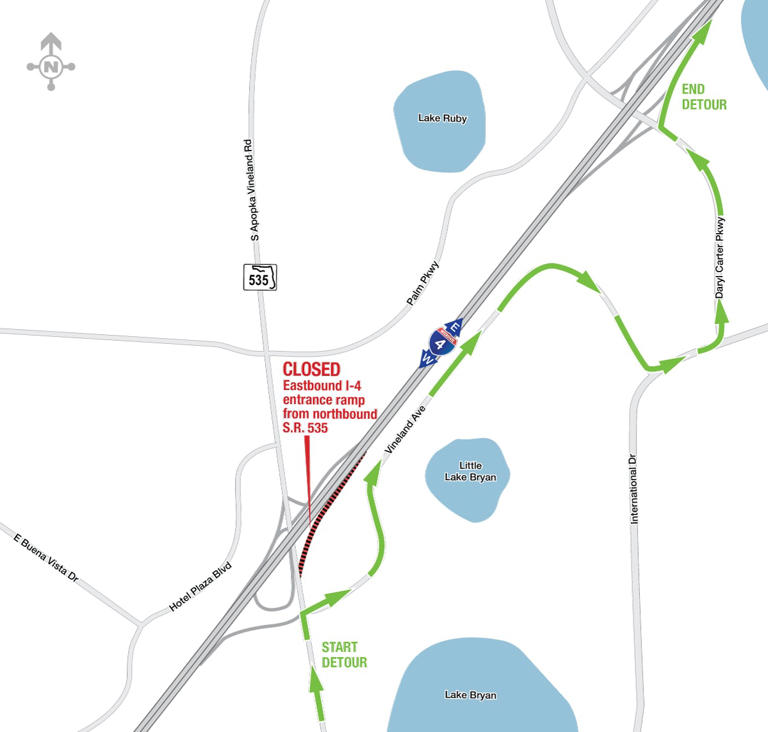 Overnight ramp closures planned on I-4 near Apopka-Vineland Road next week