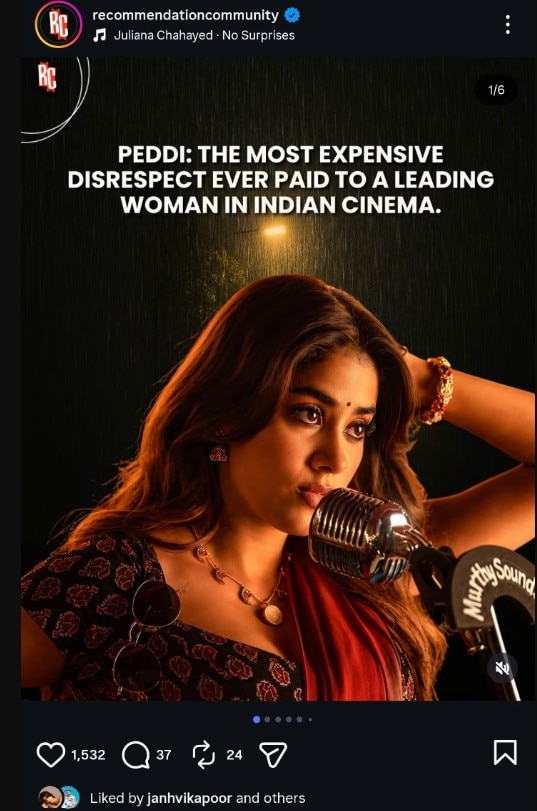 Did Janhvi Kapoor just like post calling Peddi most expensive ...