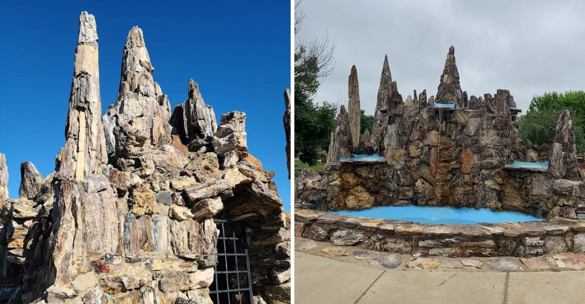 The Petrified Wood Park in South Dakota has towers, bridges, and ...