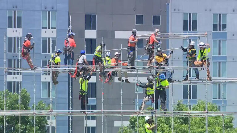 Construction for FIFA Fan Fest takes over Centennial Olympic Park