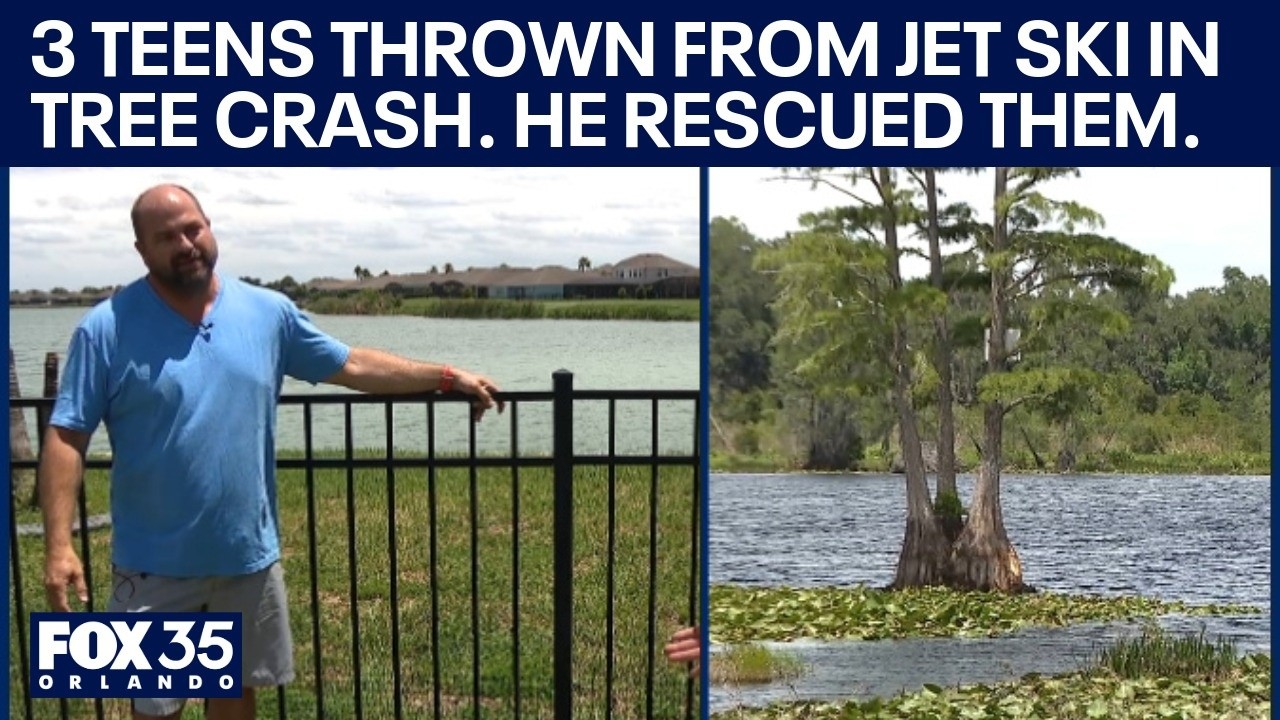 Man pulls 3 teens from water after they hit a tree