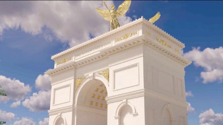Stop the arch: Protesters object to Trump's plan for huge arch in Arlington