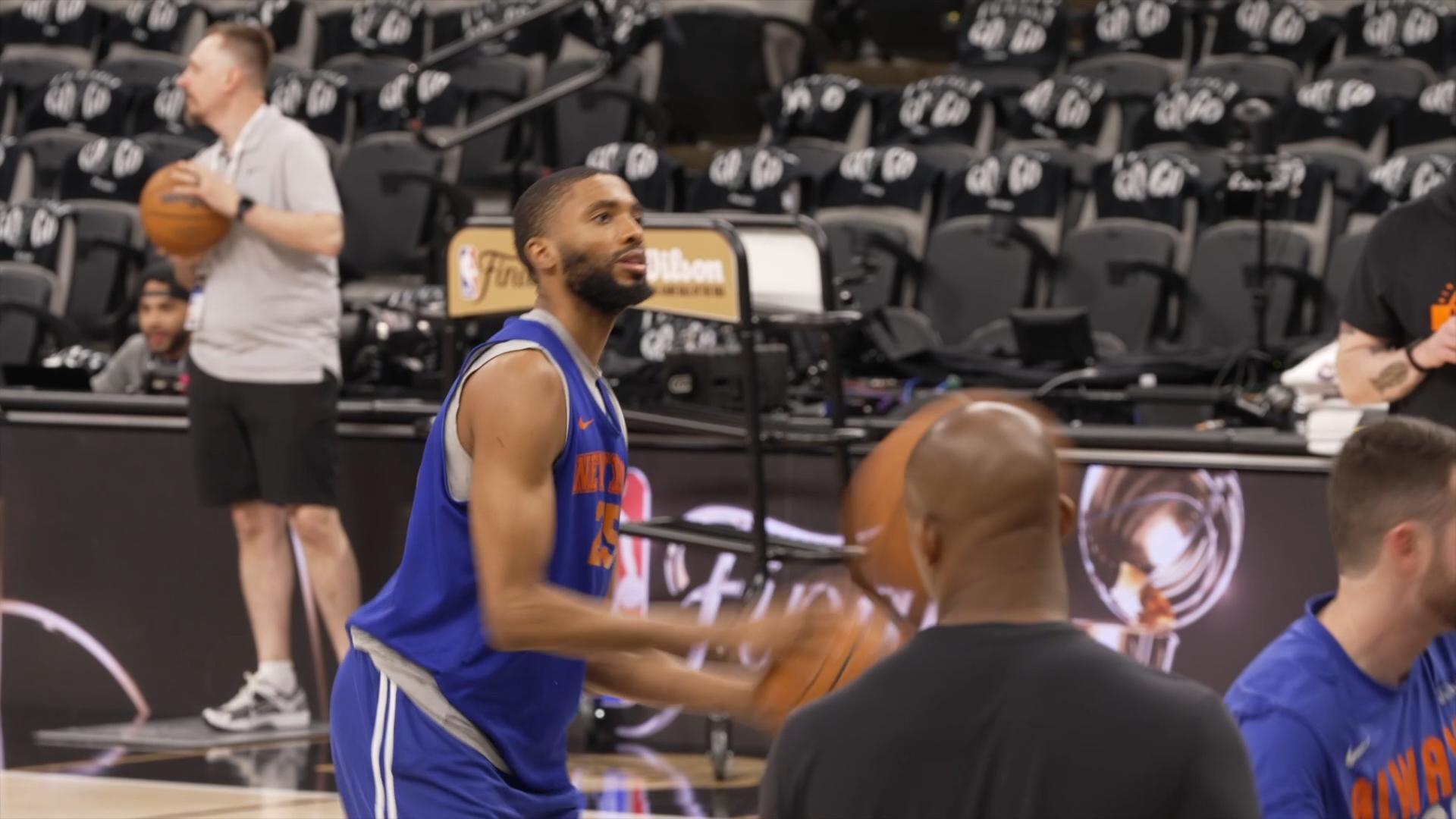 Knicks practice after taking Game 1 of NBA Finals