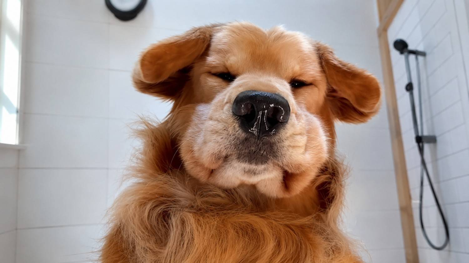 My dog made this face after bath time