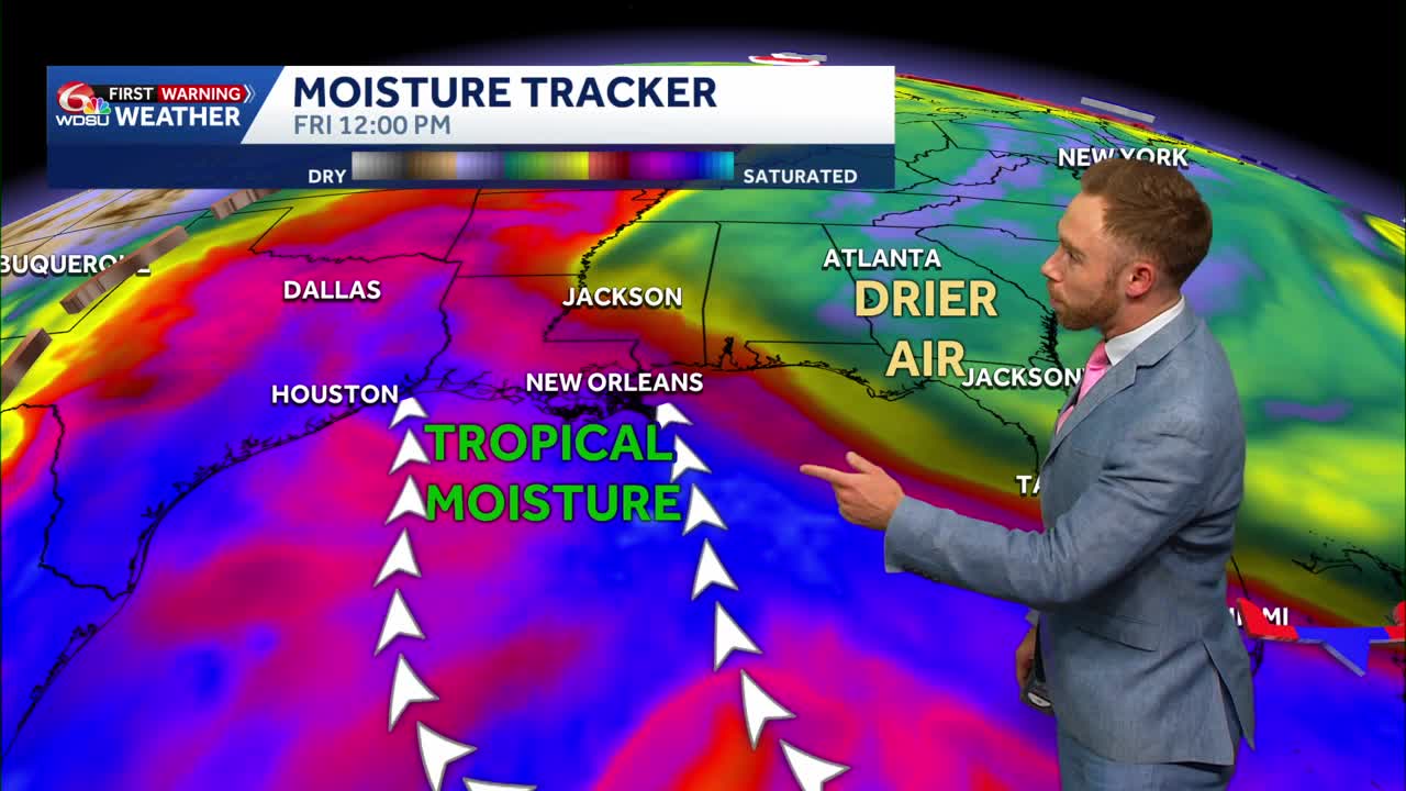 Tropical downpours return Friday, isolated flood risk