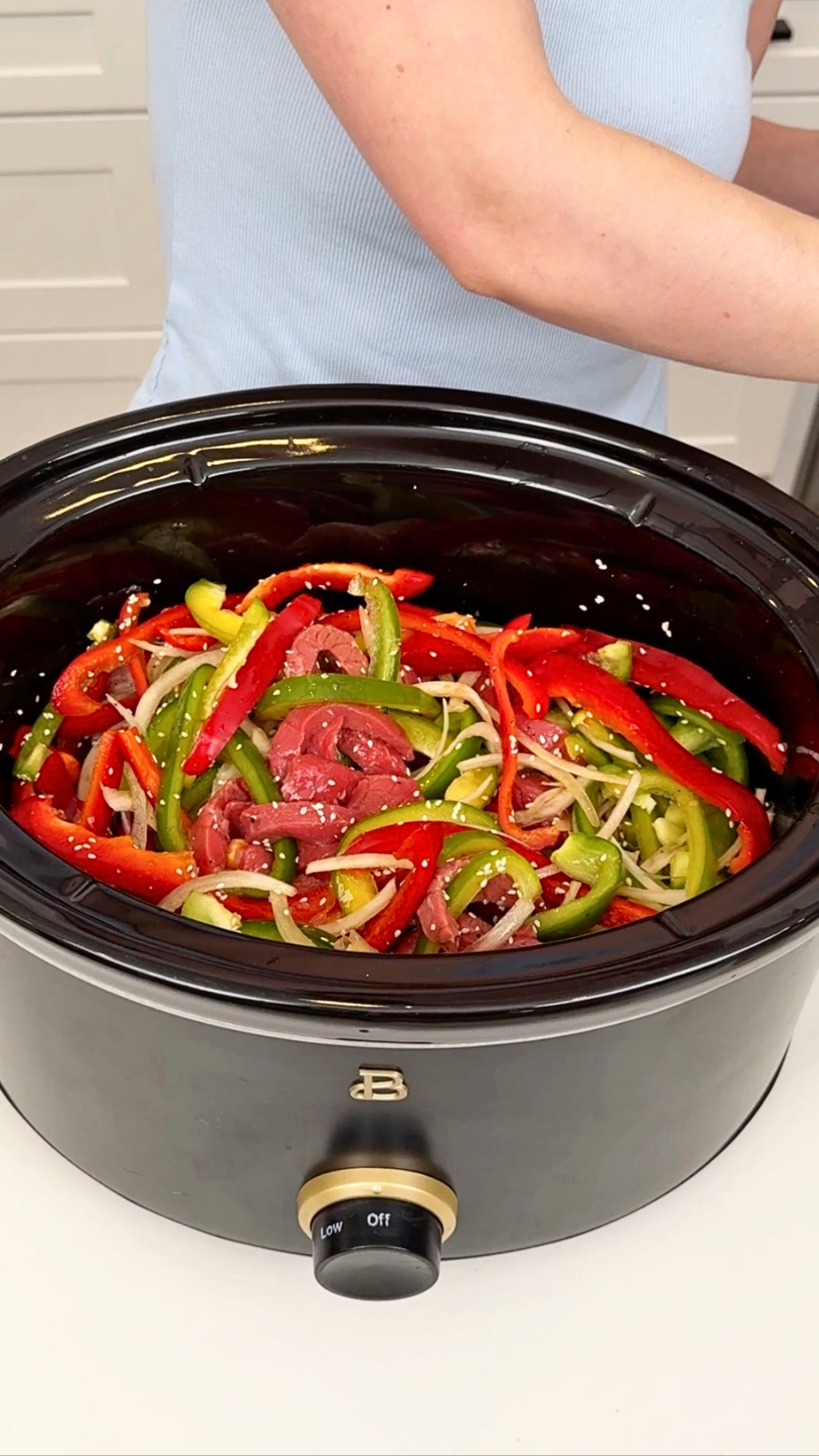 Slow cooker pepper steak recipe