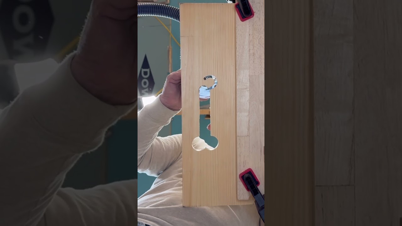 Routing out a shape with a handheld router #workshop #woodworker #dog
