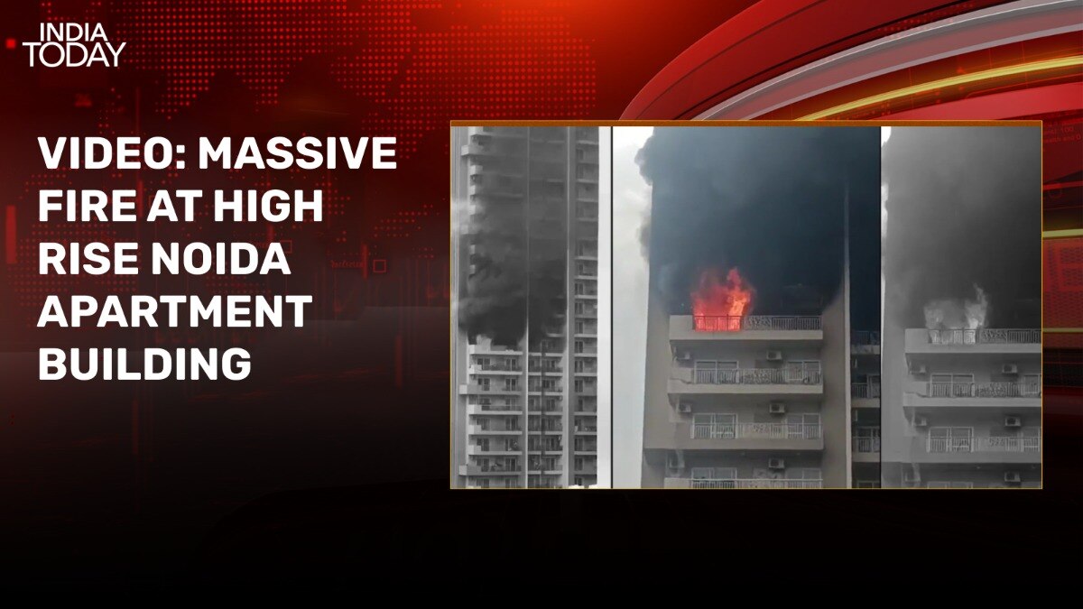 Video: Fire engulfs 12th floor of high rise Noida building, residents ...