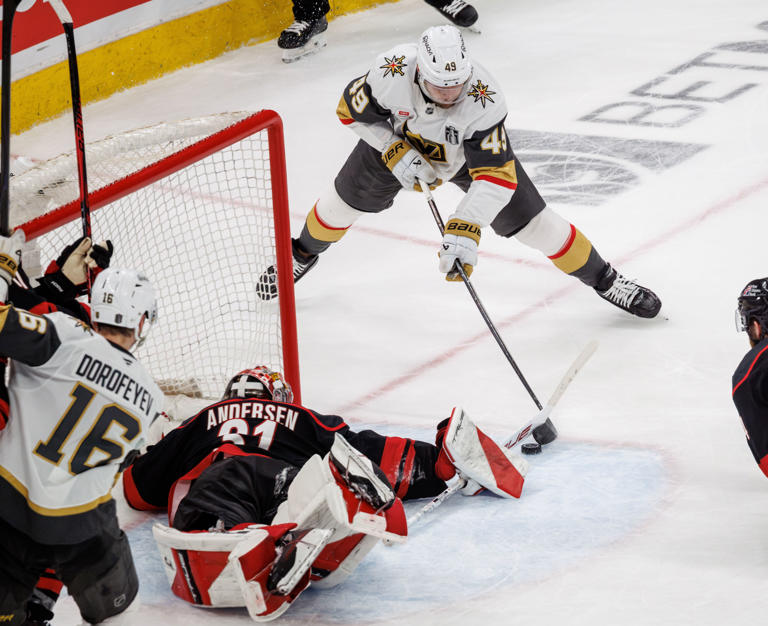 Seth Jarvis scores in overtime, Carolina beats Vegas in Game 2 to tie ...