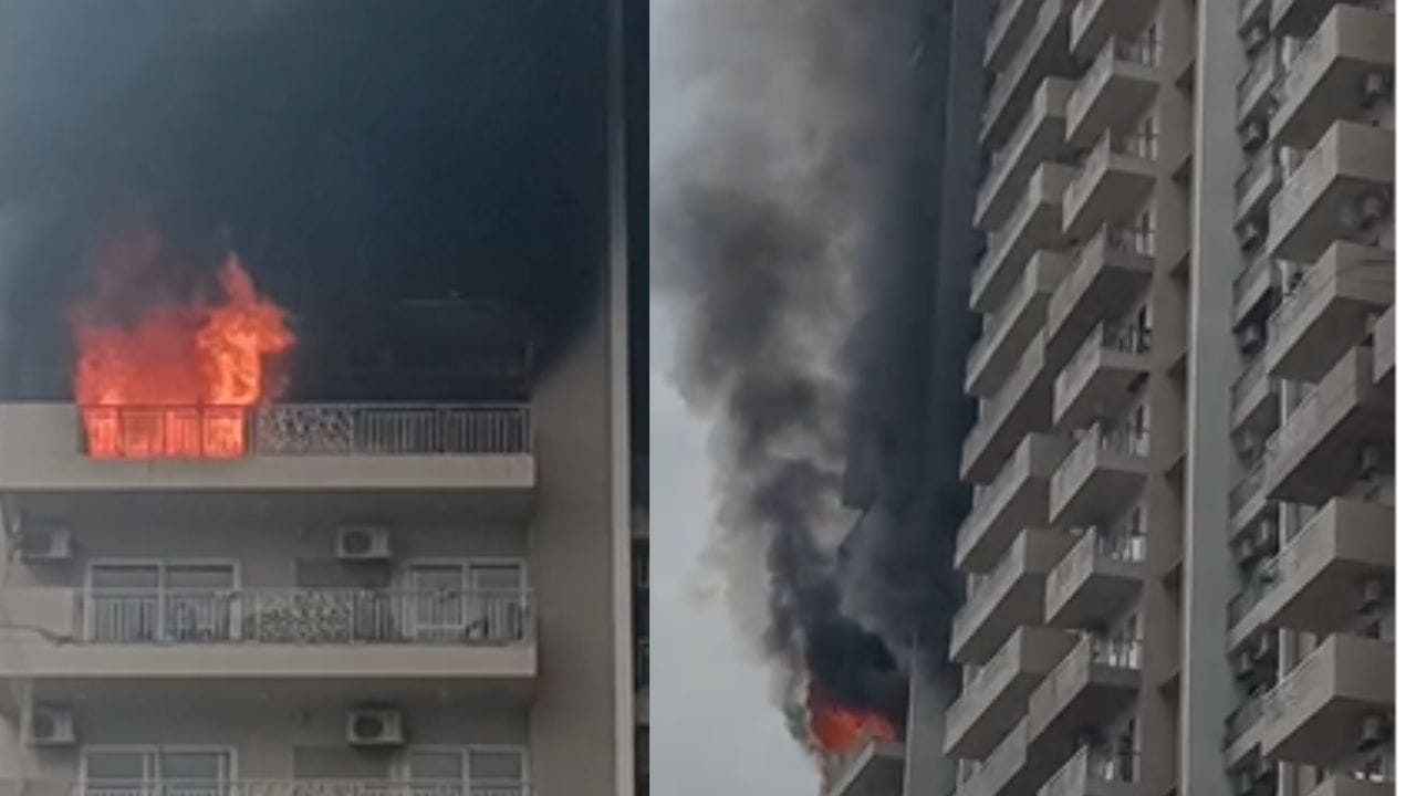 Massive fire erupts in flat at Noida’s IVY County in Sector 74, no ...