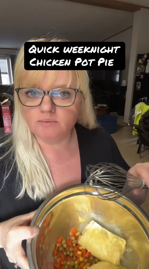 Quick weeknight chicken pot pie with puff pastry
