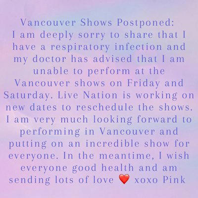 Pink cancels more shows due to illness after backlash: 'I'm unable to ...