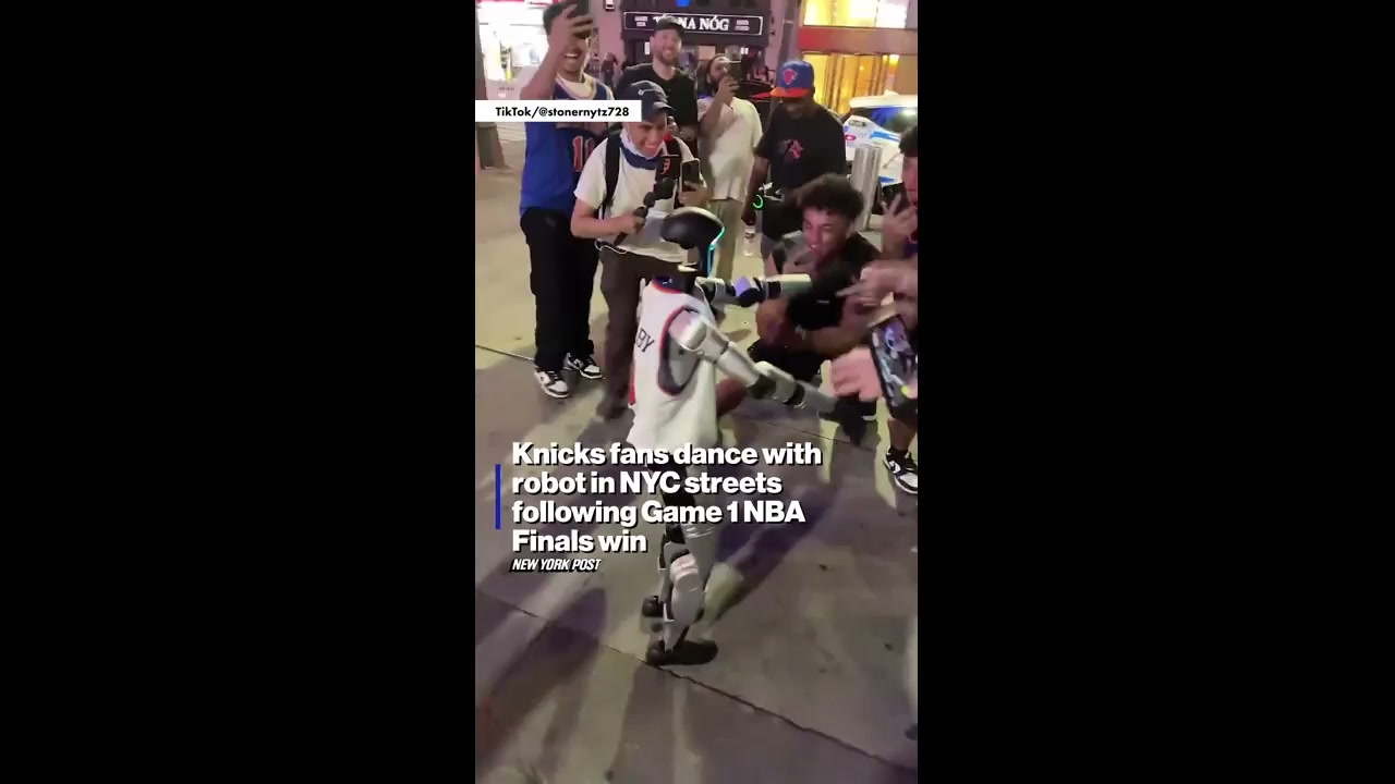 Even the robots were dancing in the street after the Knicks Game 1 win!