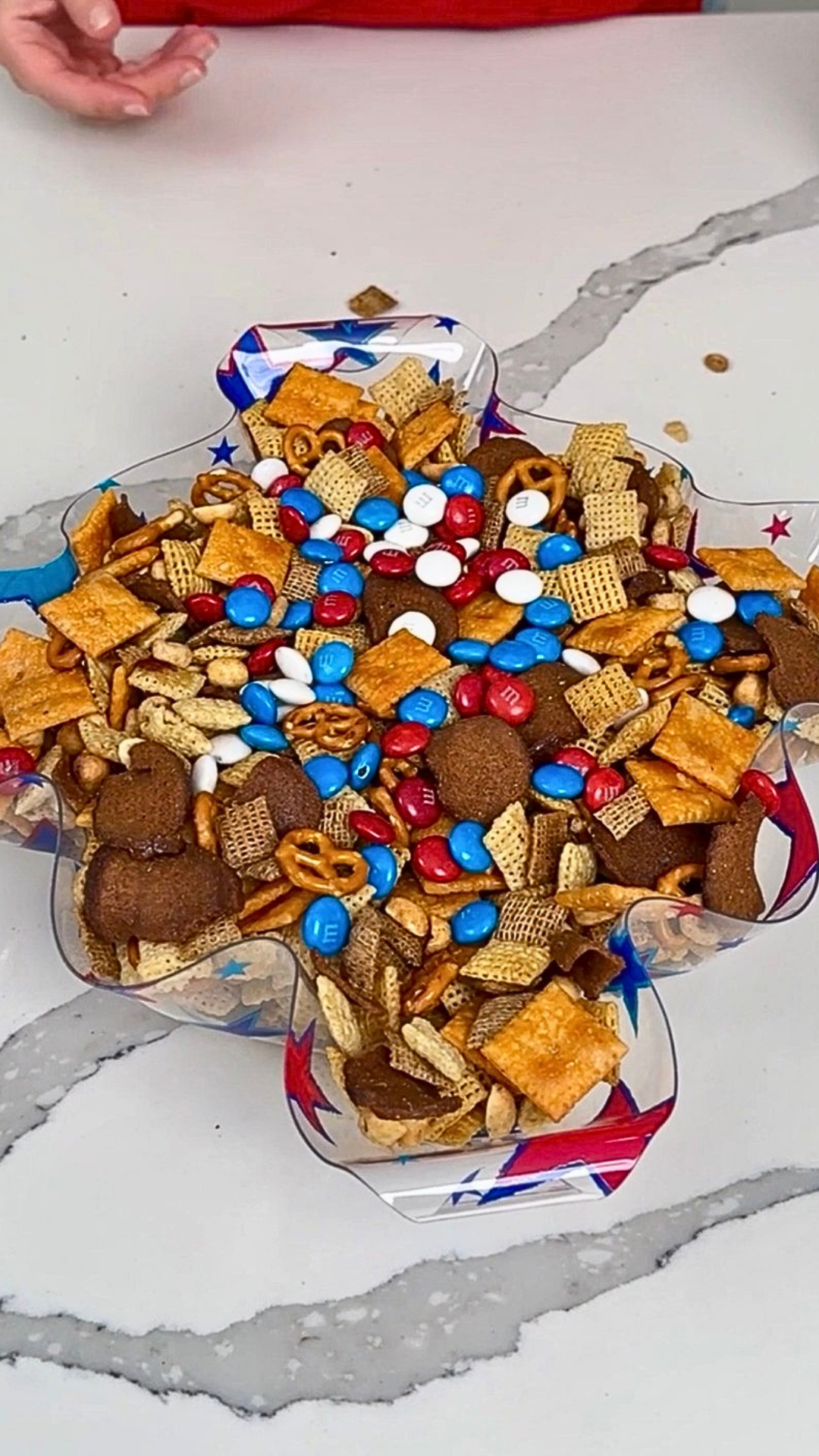 Patriotic Chex Mix crockpot snack recipe